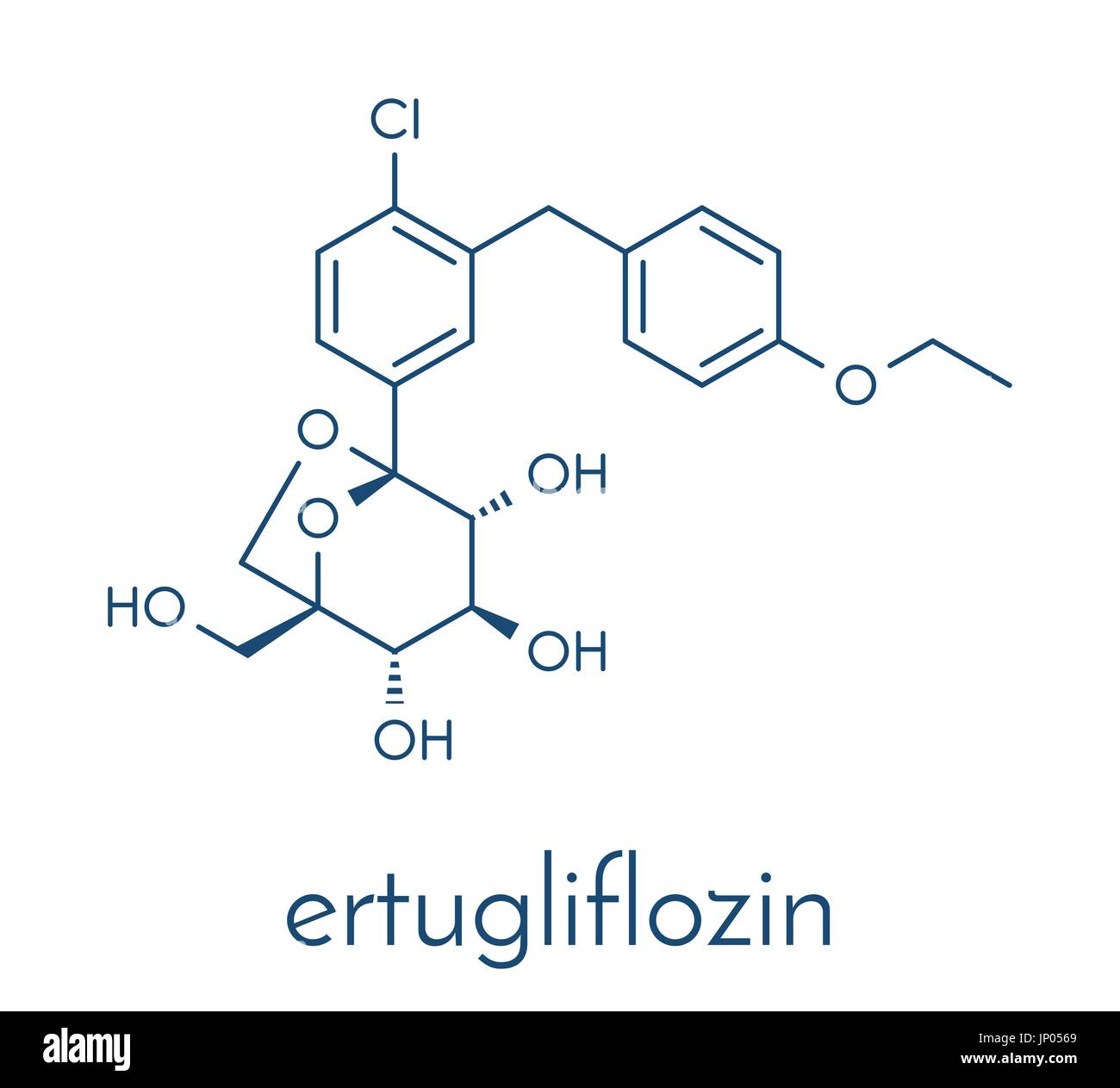 Ertugliflozin diabetes drug molecule. Skeletal formula Stock Vector ...