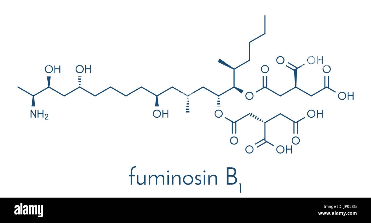 Fumonisin B1 mycotoxin molecule. Fungal toxin produced by some Fusarium ...
