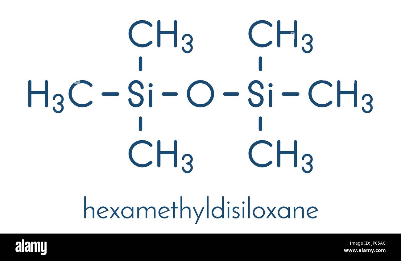 Hexamethyldisiloxane (HDMSO) organosilicon solvent molecule. Skeletal ...