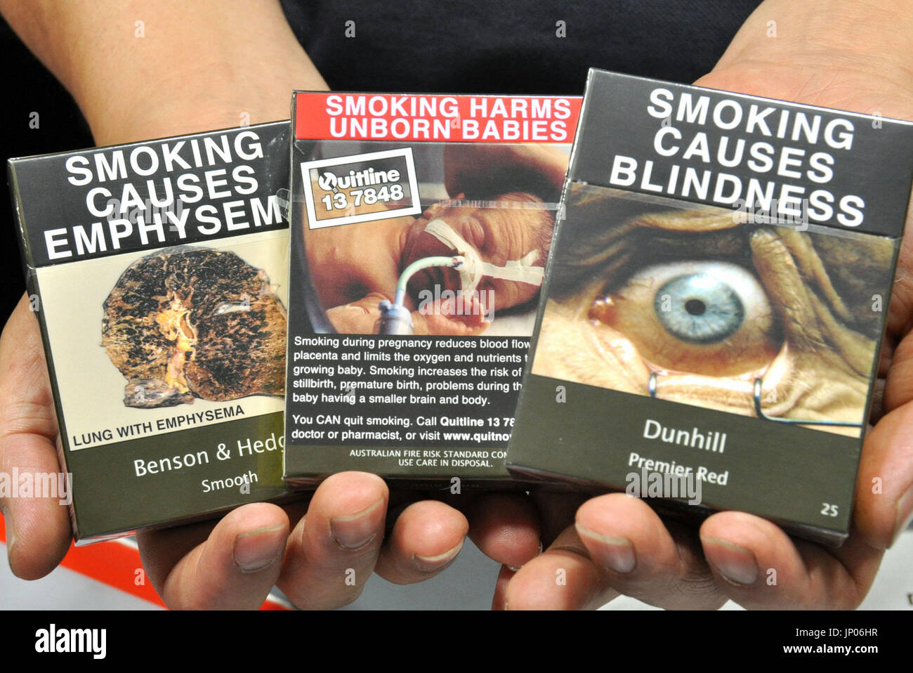 SYDNEY, Australia - Photo shows cigarette packages based on new ...