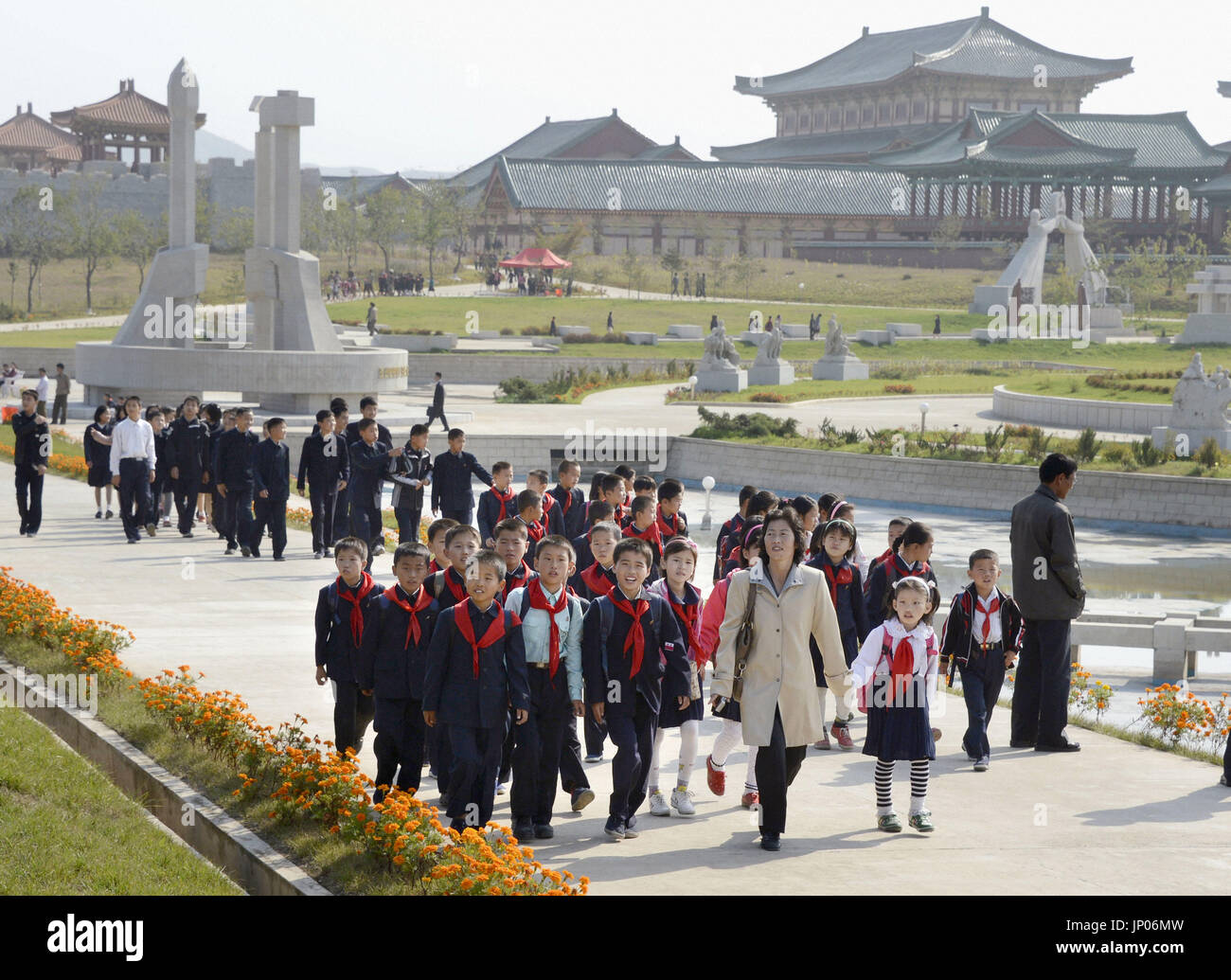 PYONGYANG, North Korea - Students visit the Pyongyang Folk Park in ...