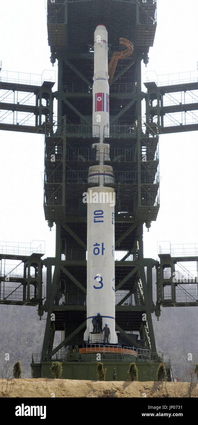 TOKYO, Japan - File photo shows a North Korean rocket unveiled in ...