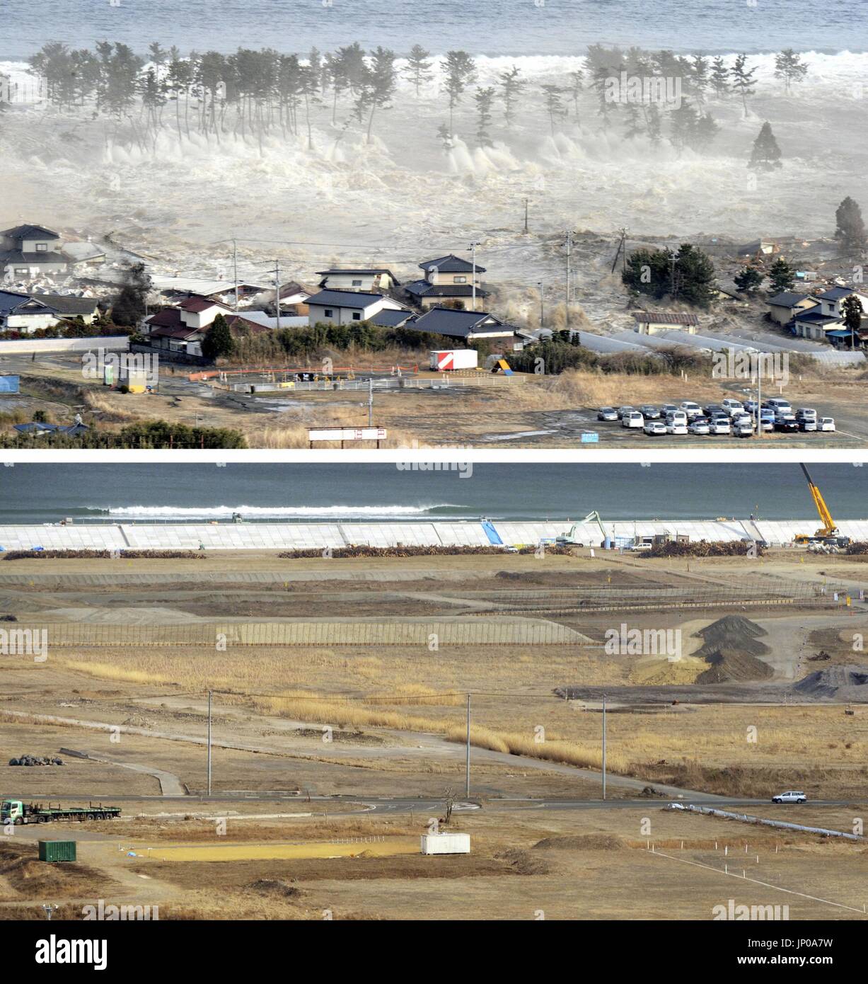 NATORI, Japan - Aerial photos taken by Kyodo News show a coastal area ...