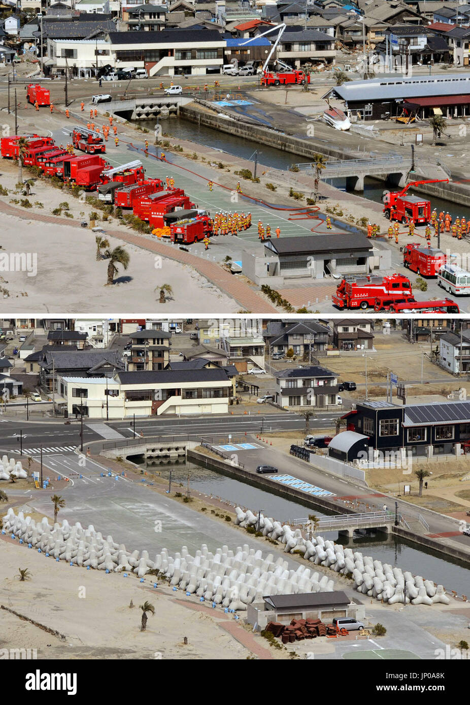 IWAKI, Japan - Aerial photos taken by Kyodo News show an area around ...