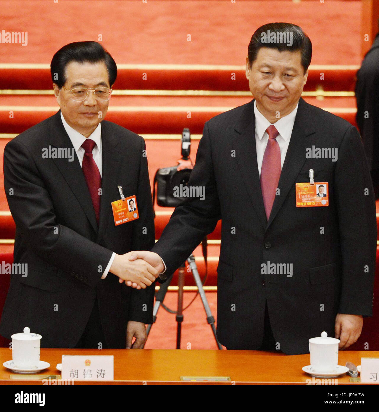 BEIJING, China - Newly elected Chinese President Xi Jinping (R) shakes ...