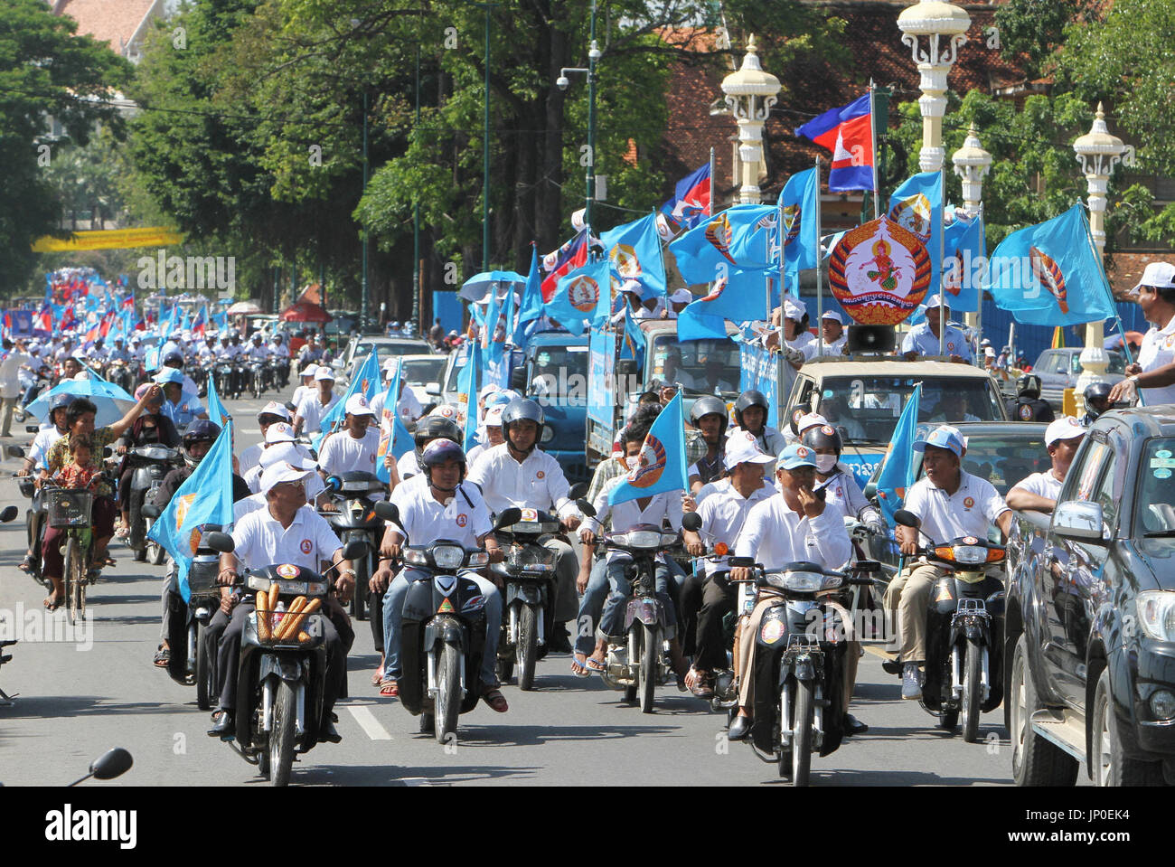 PHNOM PENH, Cambodia - Photo shows a motorcade of the ruling Cambodian ...
