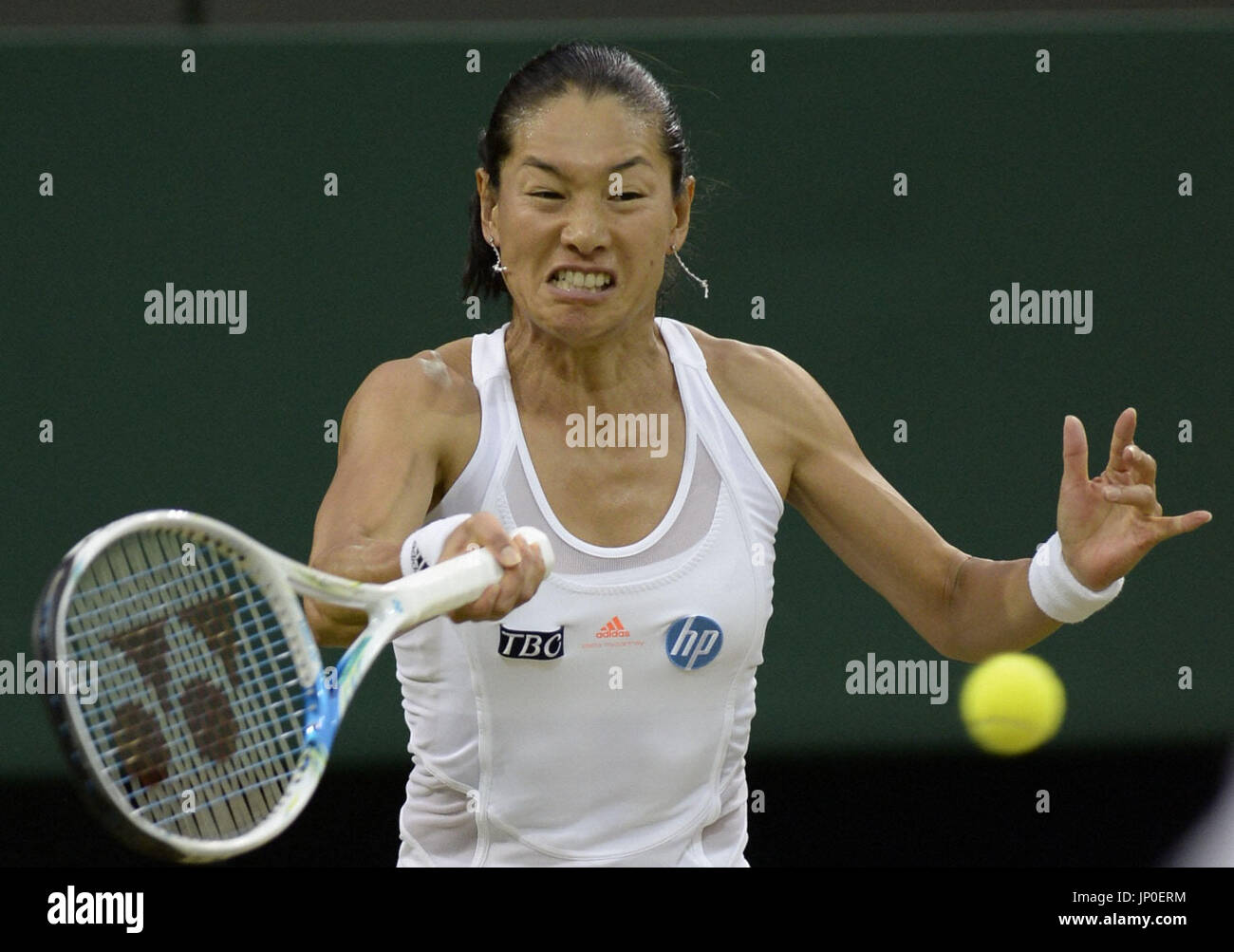 LONDON, United Kingdom - Kimiko Date-Krumm of Japan plays against ...