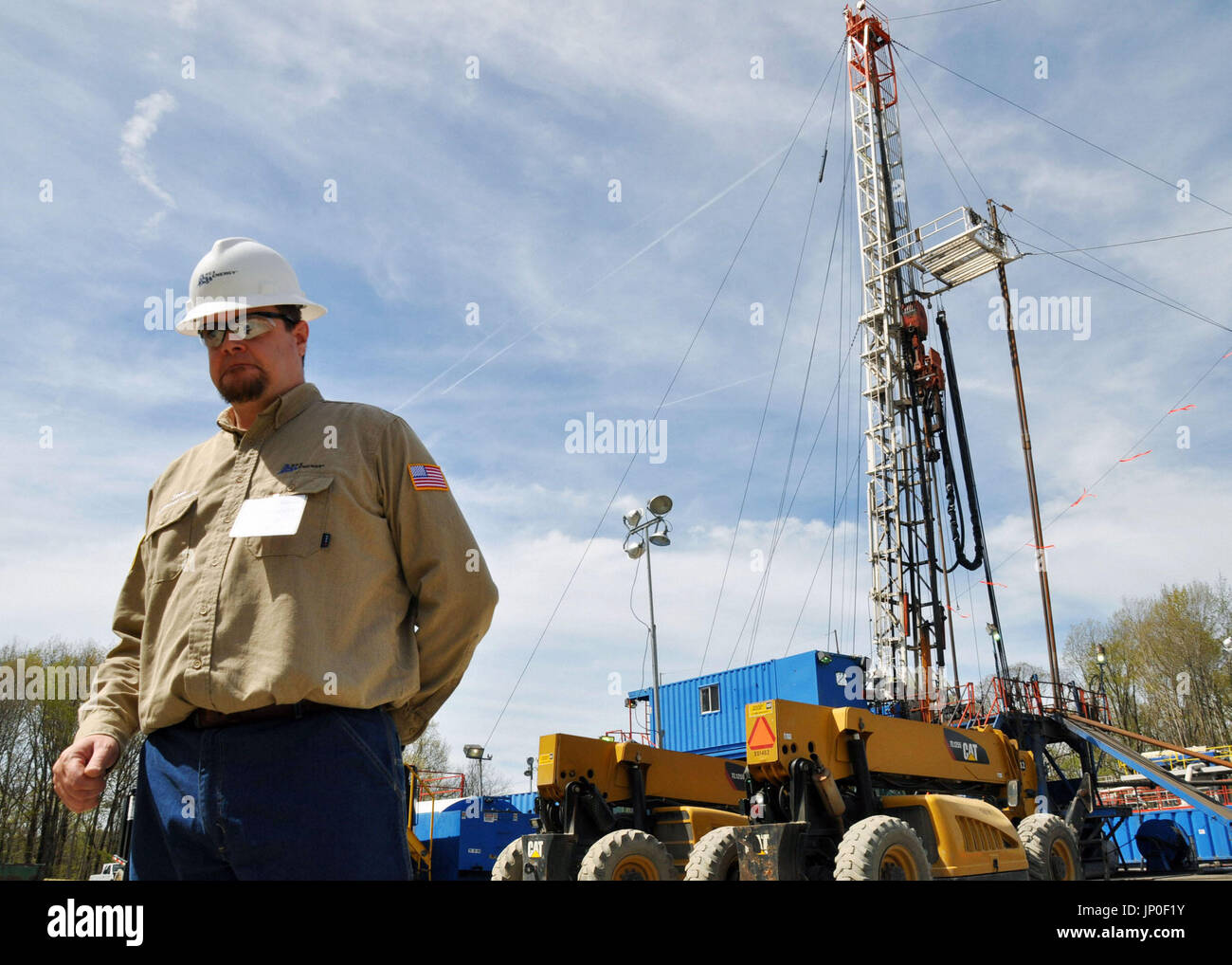 PITTSBURGH, United States - Photo shows drilling equipment (back) for ...