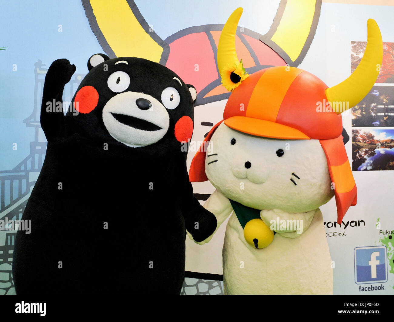 PARIS, France - Kumamon (L) and Hikonyan, the official mascots ...