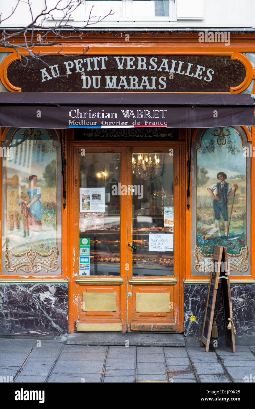 Paris, France - March 2, 2016: Front door of Au Petit Versailles du ...