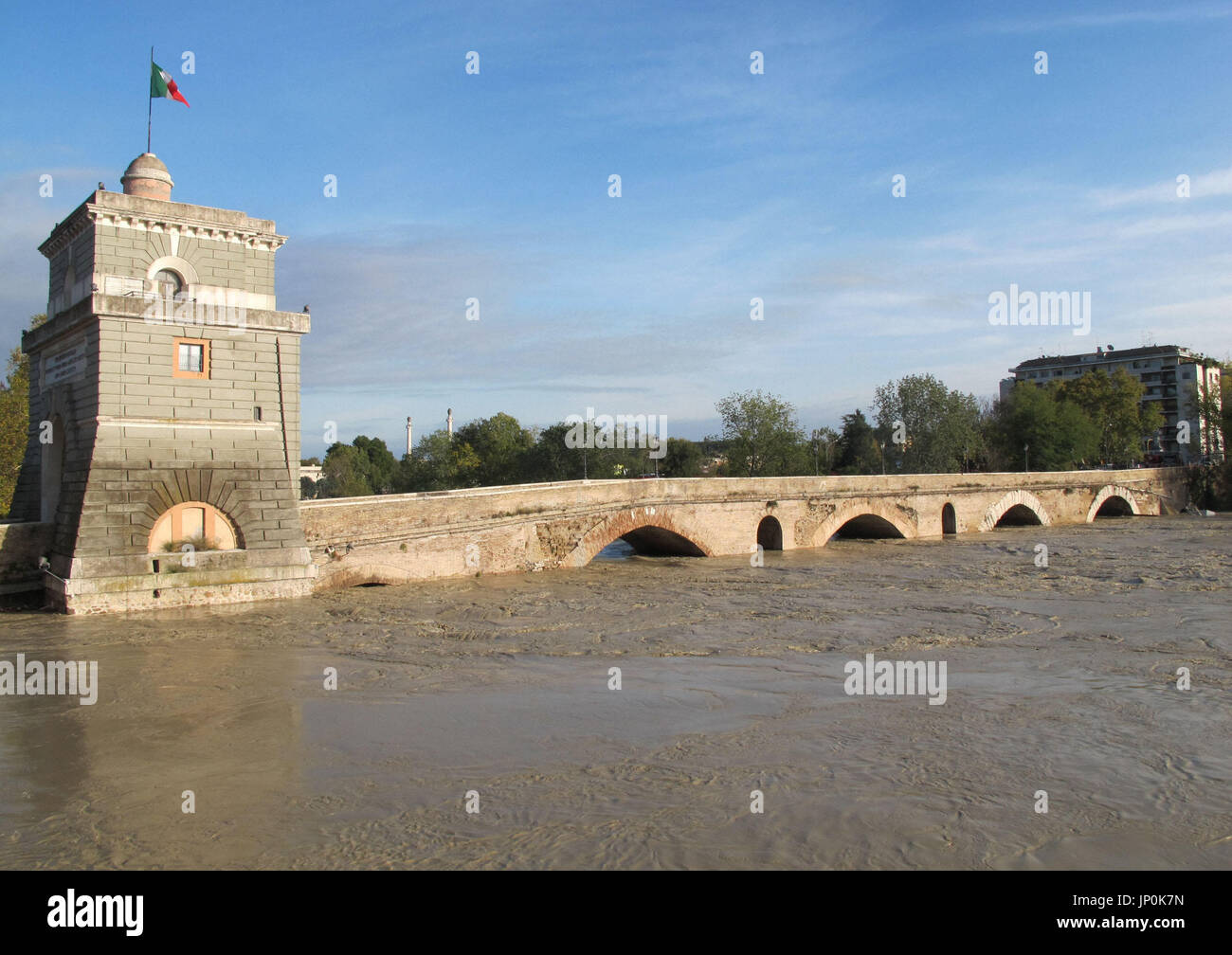 ROME, Italy - Photo shows Milvian Bridge on the swollen Tiber River in ...