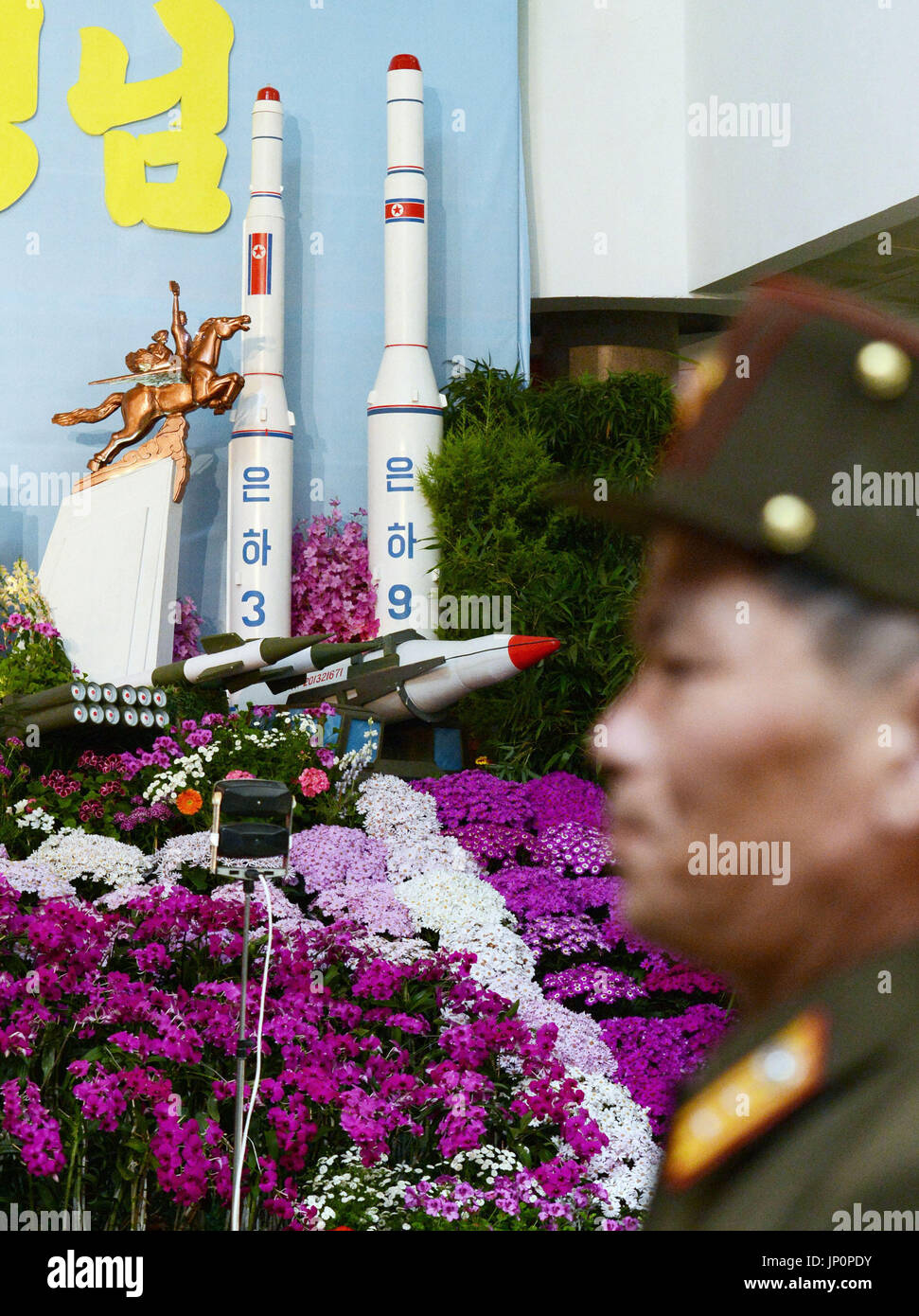 PYONGYANG, North Korea - Replicas of long-range missiles are on display ...