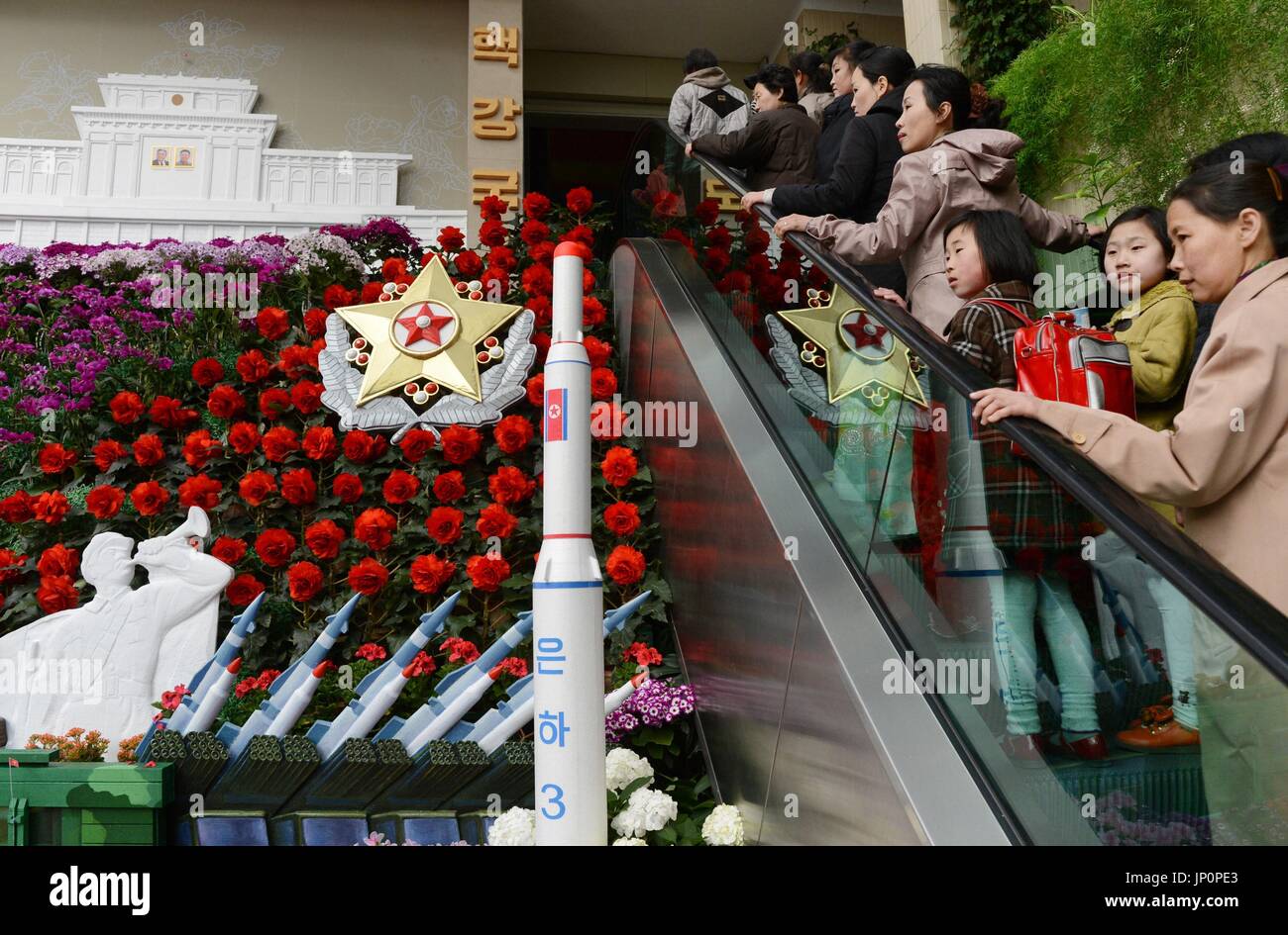 PYONGYANG, North Korea - A replica of a long-range missile is on ...