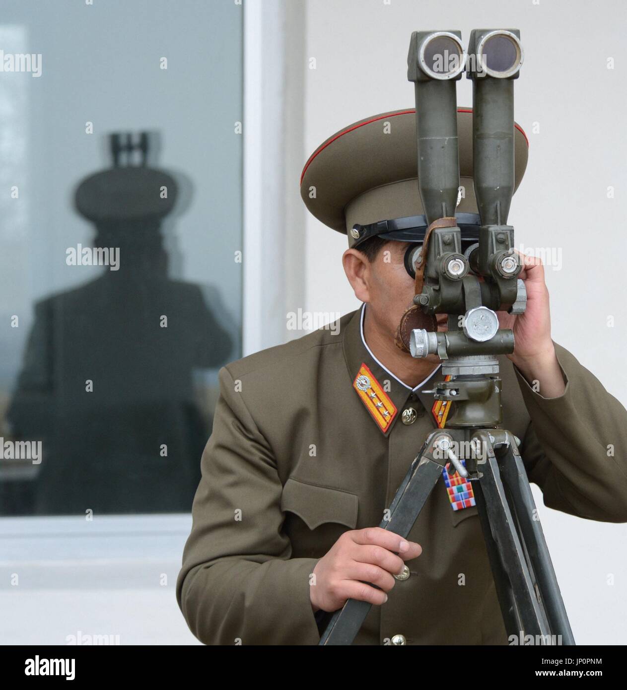 PYONGYANG, North Korea - A North Korean military officer is on guard on ...