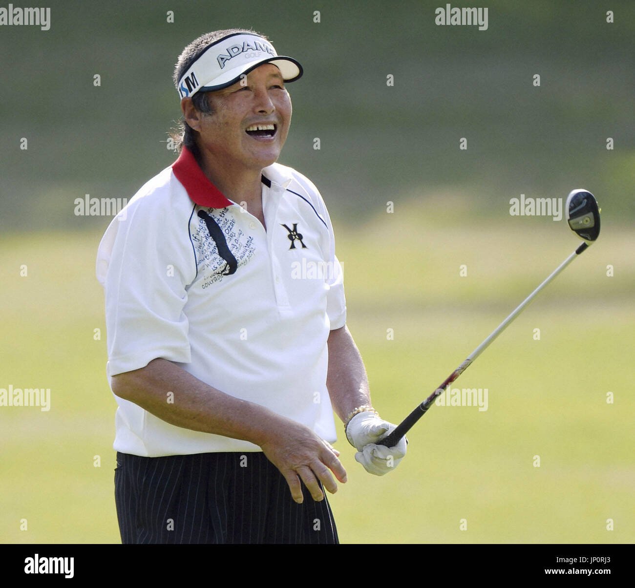KAWANISHI, Japan - Japanese golfer Masashi "Jumbo" Ozaki reacts during ...