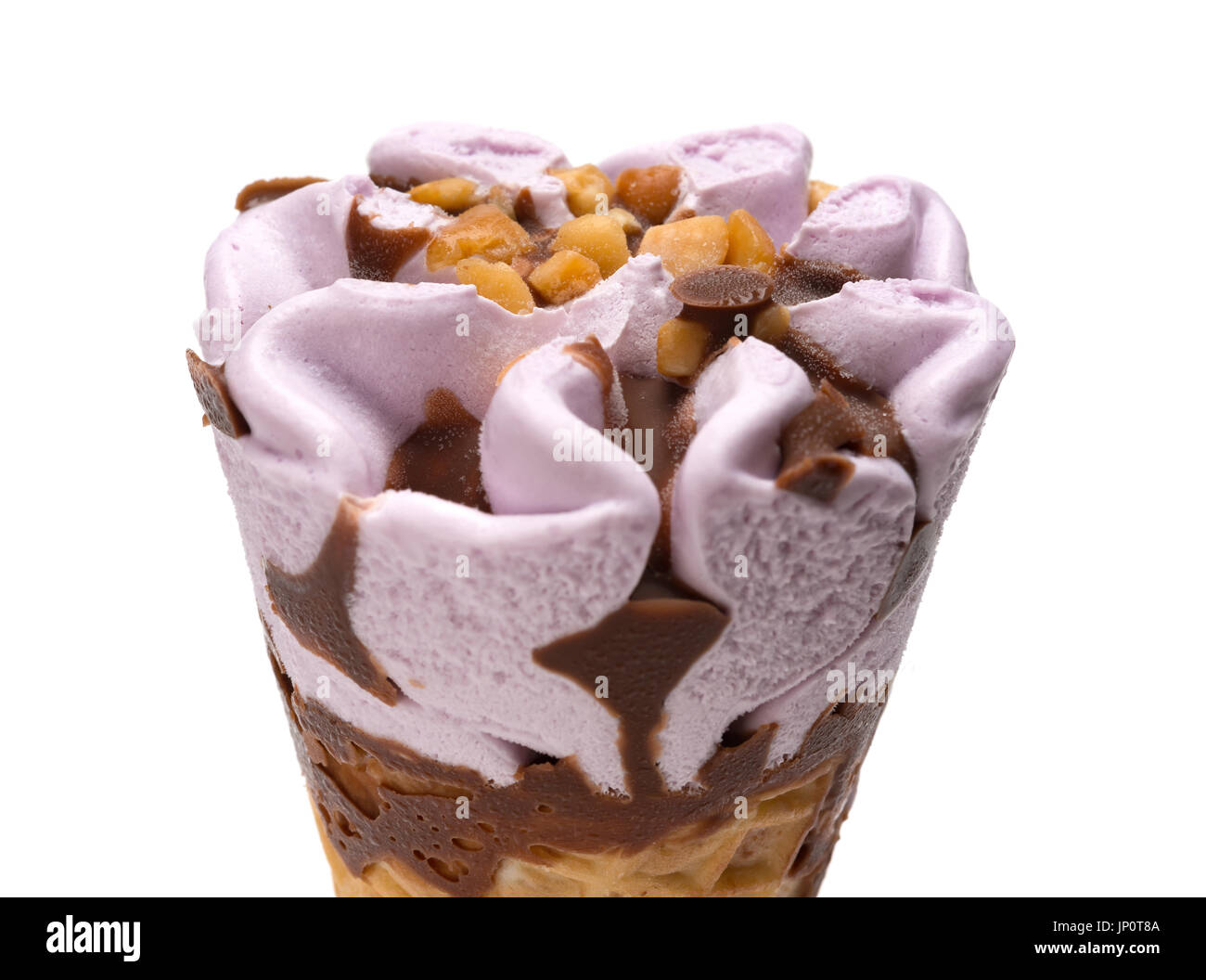 Vanilla flavor ice cream cone close up on a white background Stock ...