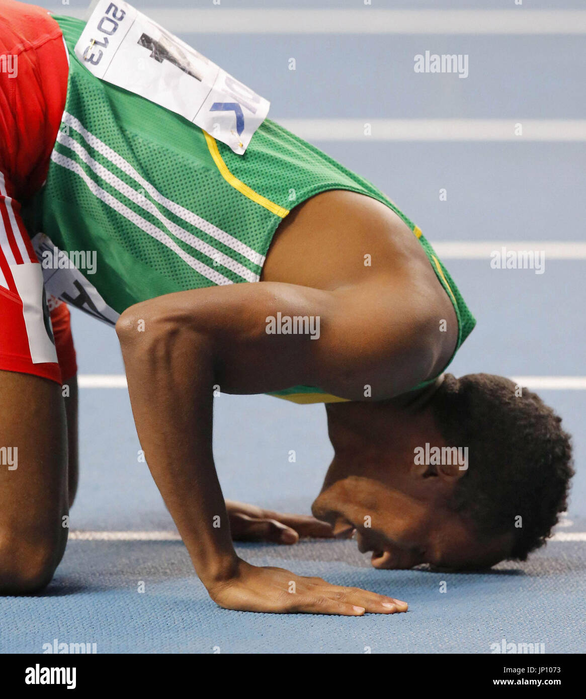 MOSCOW, Russia - Mohammed Aman of Ethiopia adopts the Muslim prayer ...