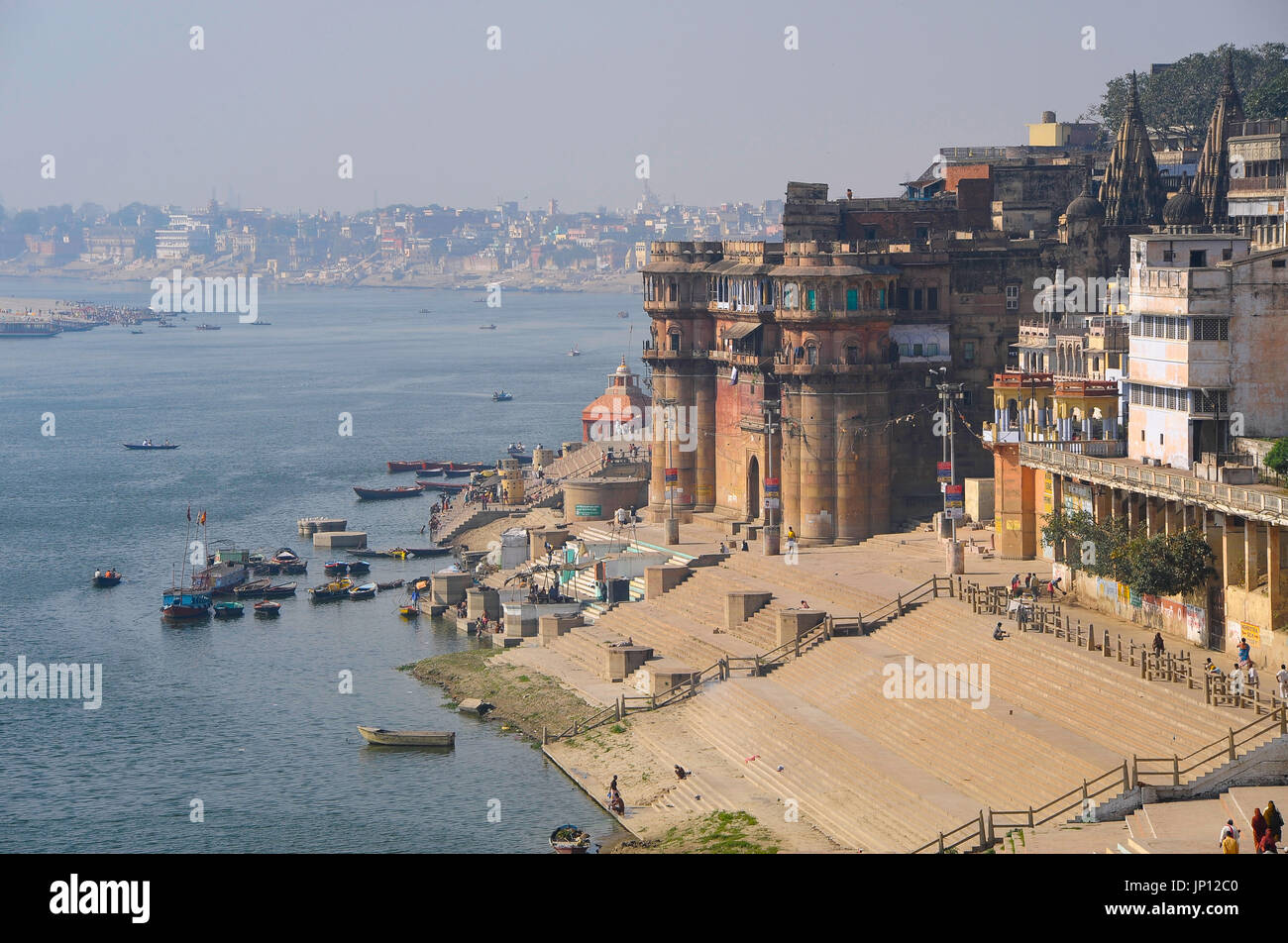View over Ganga Mahal and Gularia ghats in Varanasi Stock Photo - Alamy