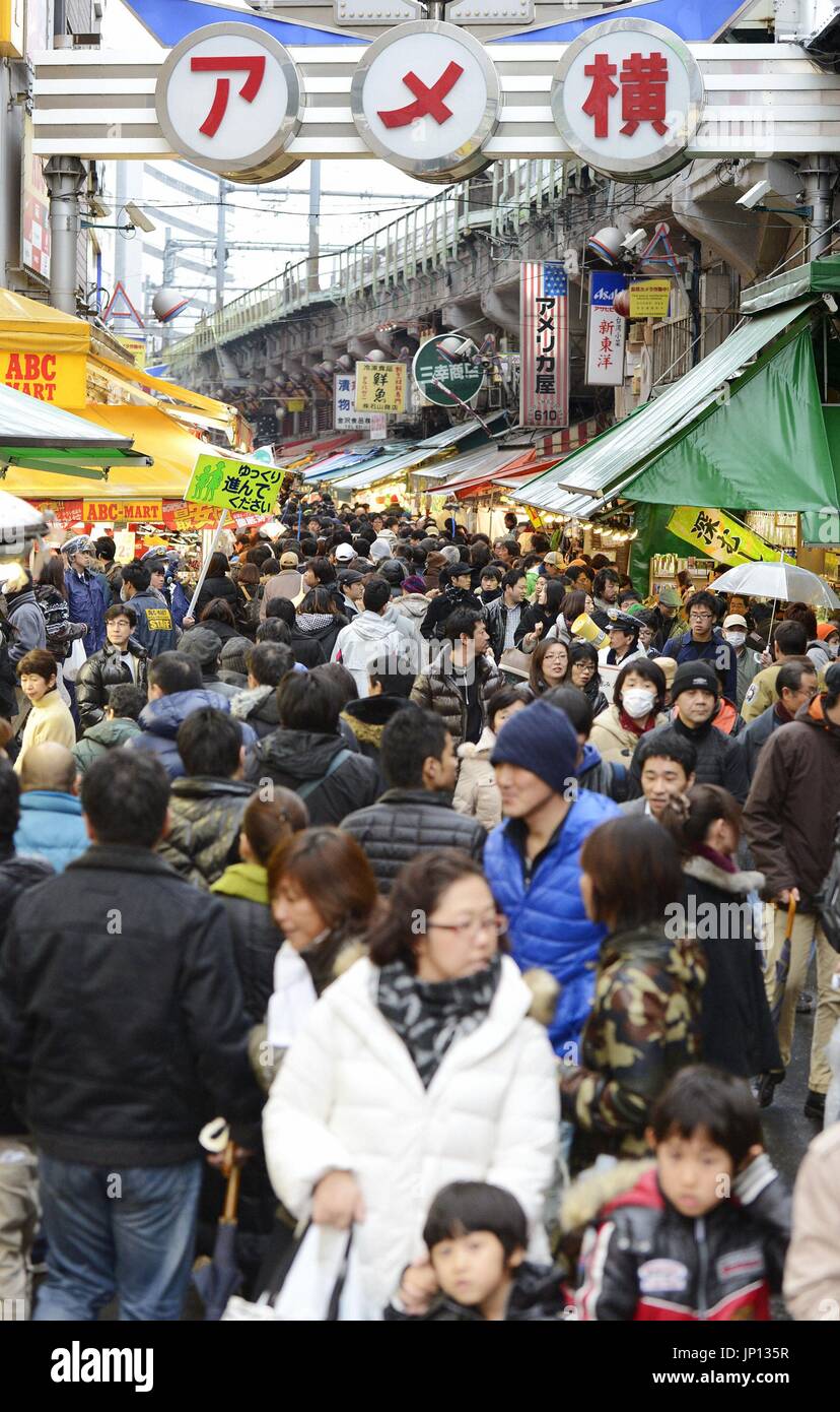 TOKYO, Japan - The Ameyoko market in Tokyo's Ueno area is crowded with ...