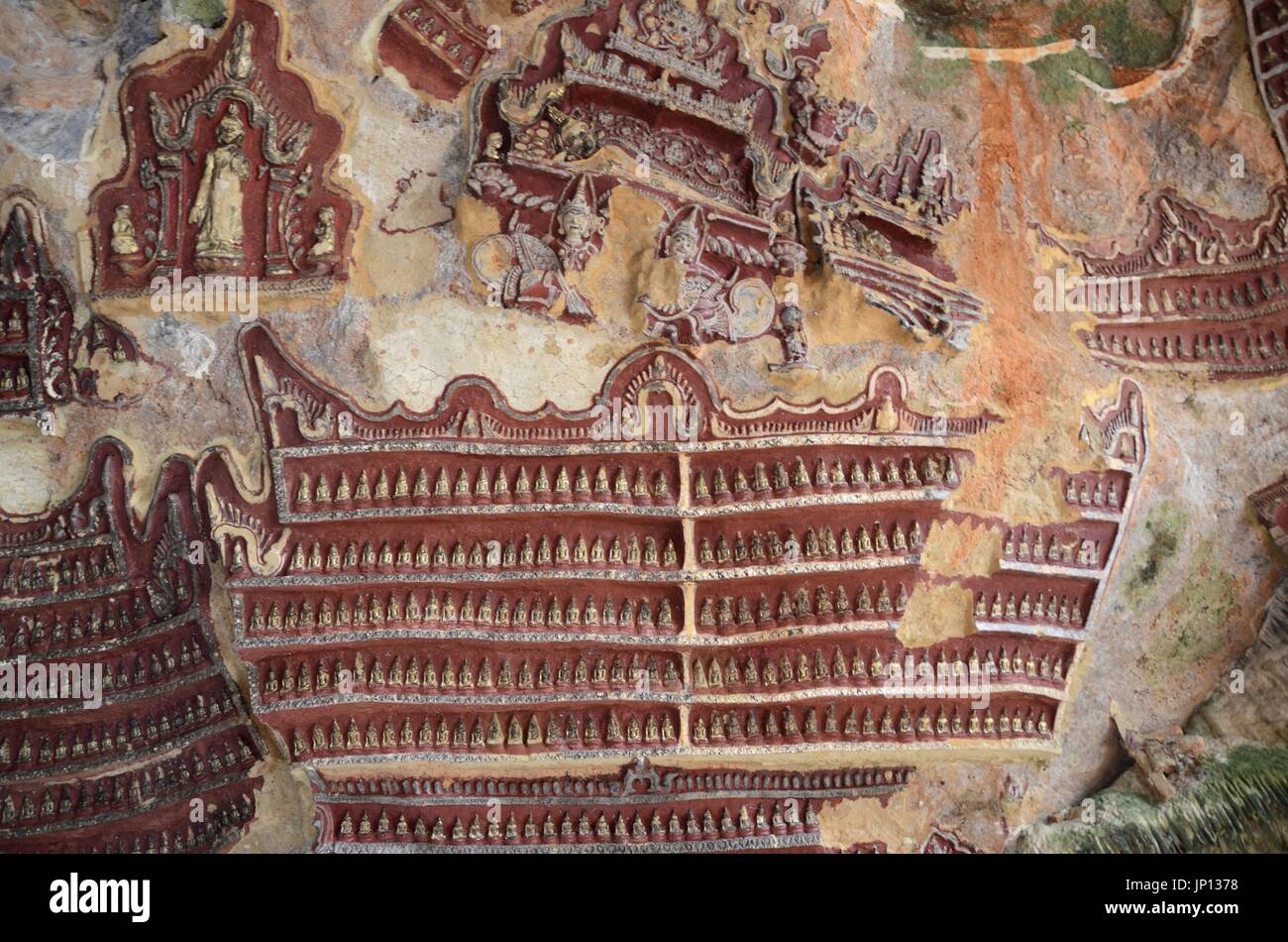 PHA-AN, Myanmar - Photo shows walls with small Buddhist images inside ...