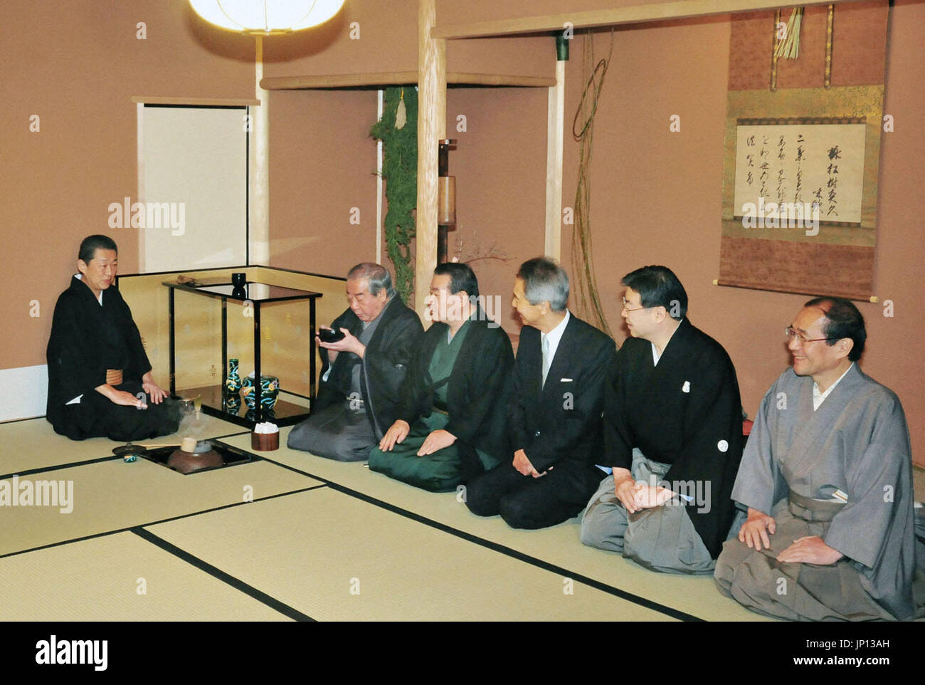 KYOTO, Japan - Sen Soshitsu (far L), grand master of the Urasenke tea ...