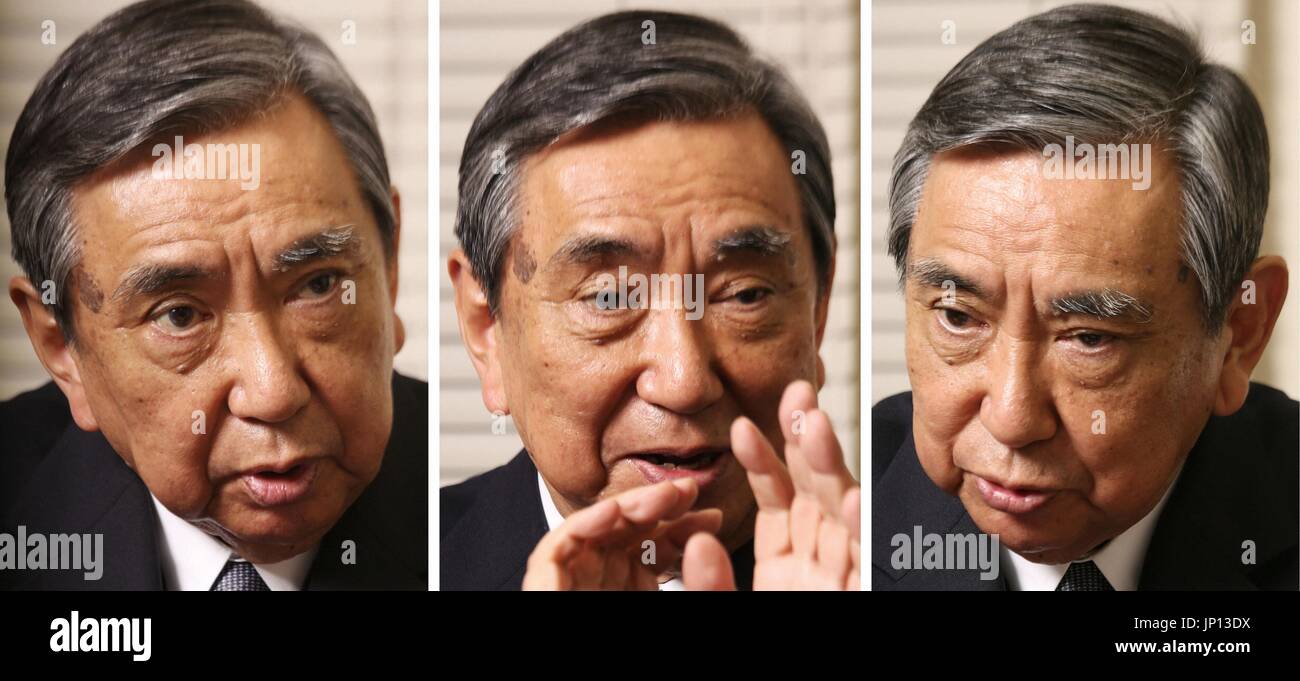 TOKYO, Japan - Former House of Representatives Speaker Yohei Kono speaks during an interview ...