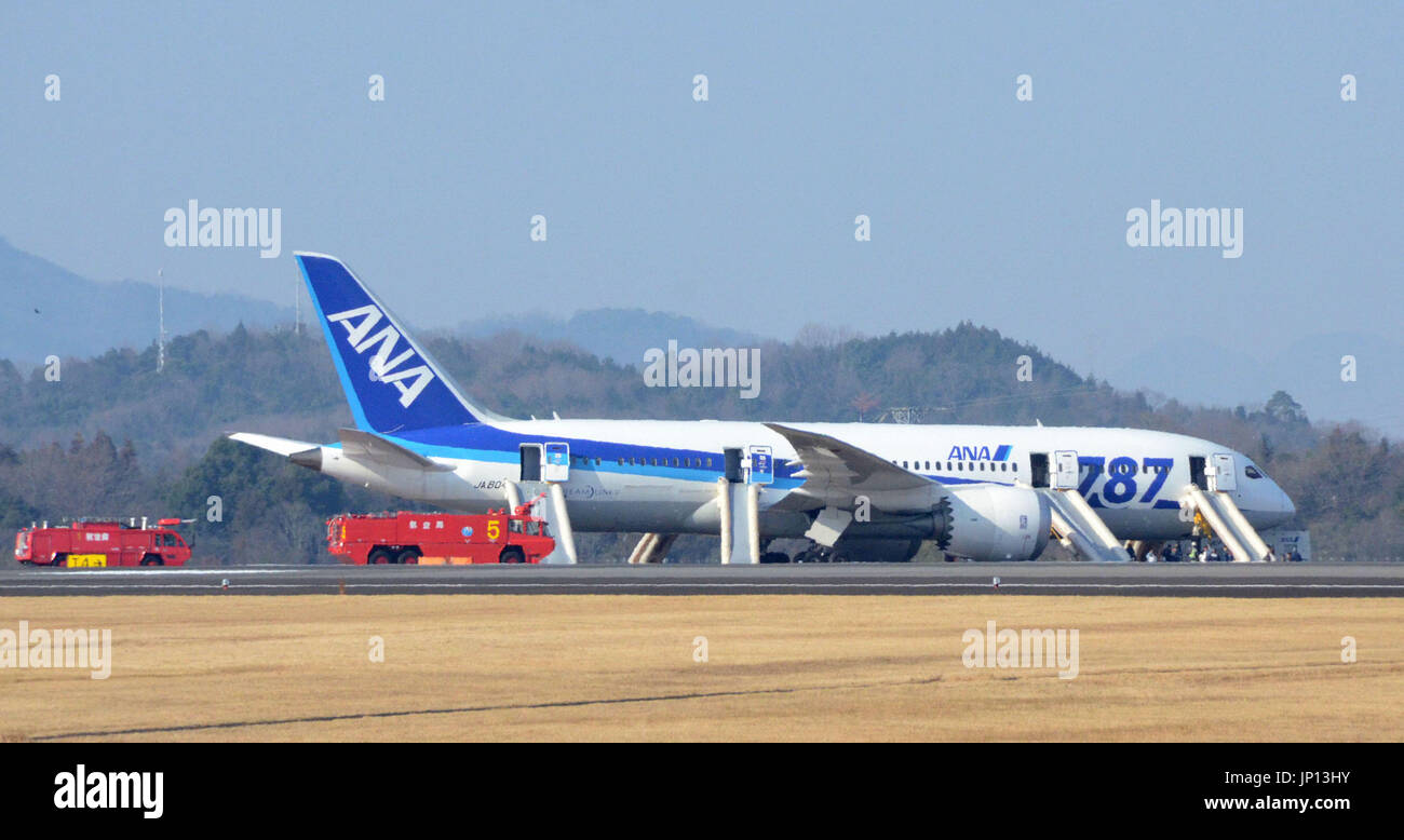 TAKAMTSU, Japan - Photo shows a Boeing 787 jet operated by All Nippon ...