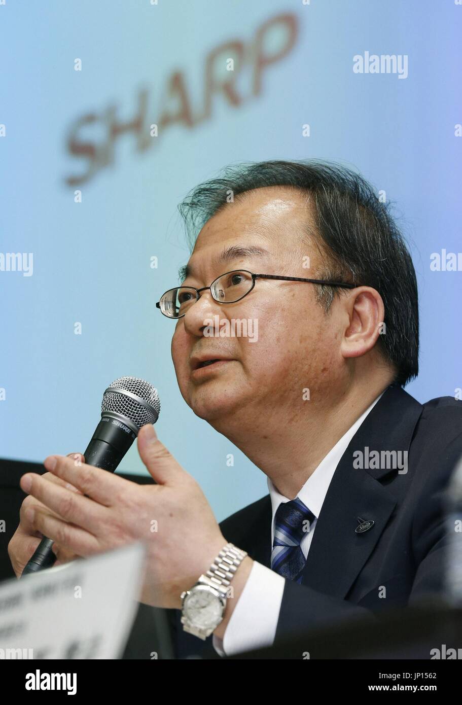 TOKYO, Japan - Sharp Corp. President Takashi Okuda attends a press conference in Tokyo's Chiyoda ...