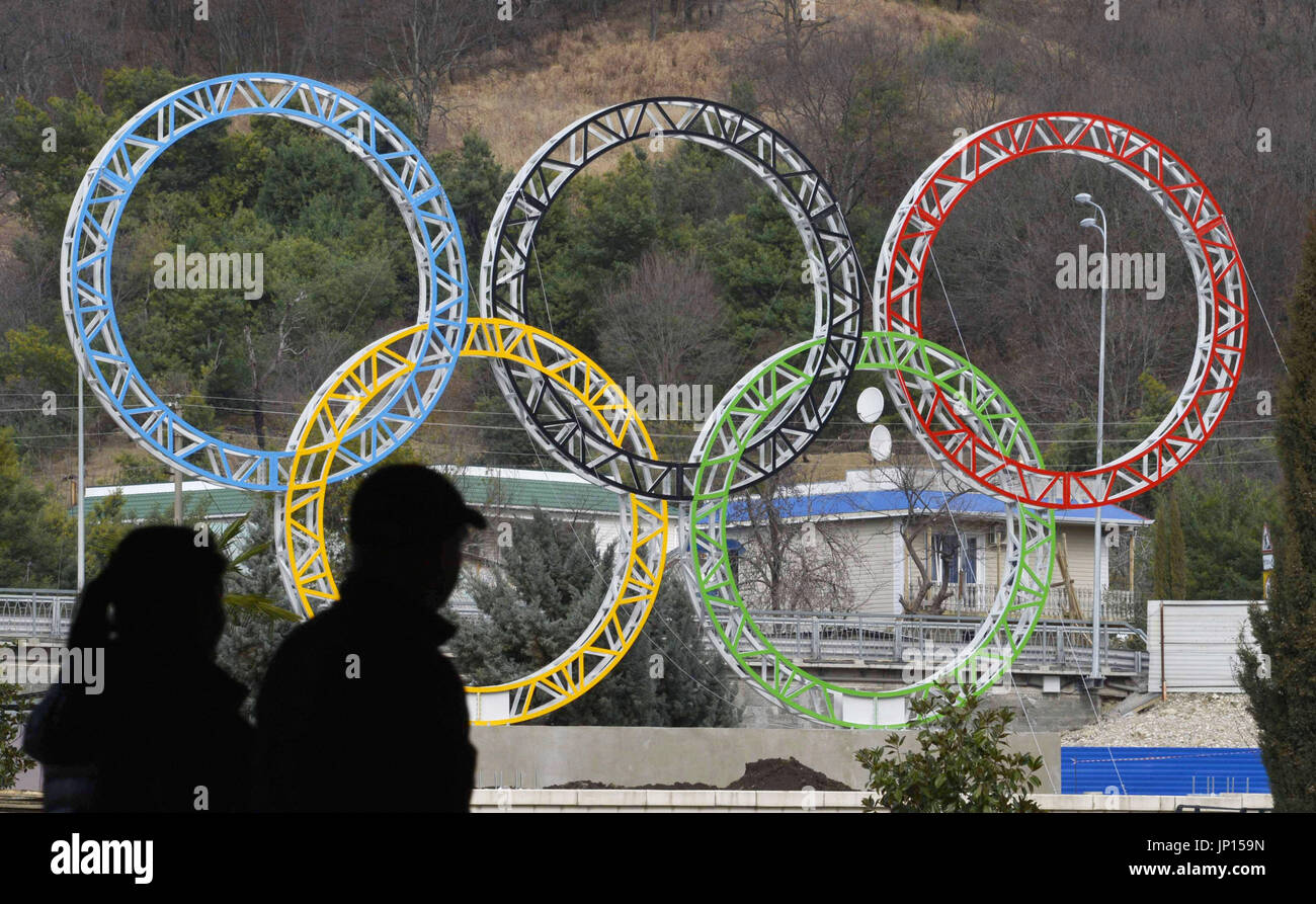 SOCHI, Russia - Photo shows giant Olympic rings, measuring around 10 ...