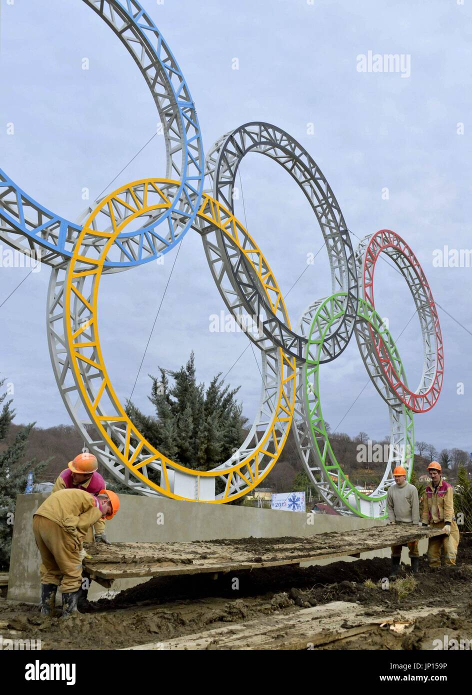 SOCHI, Russia - Photo shows giant Olympic rings, measuring around 10 ...