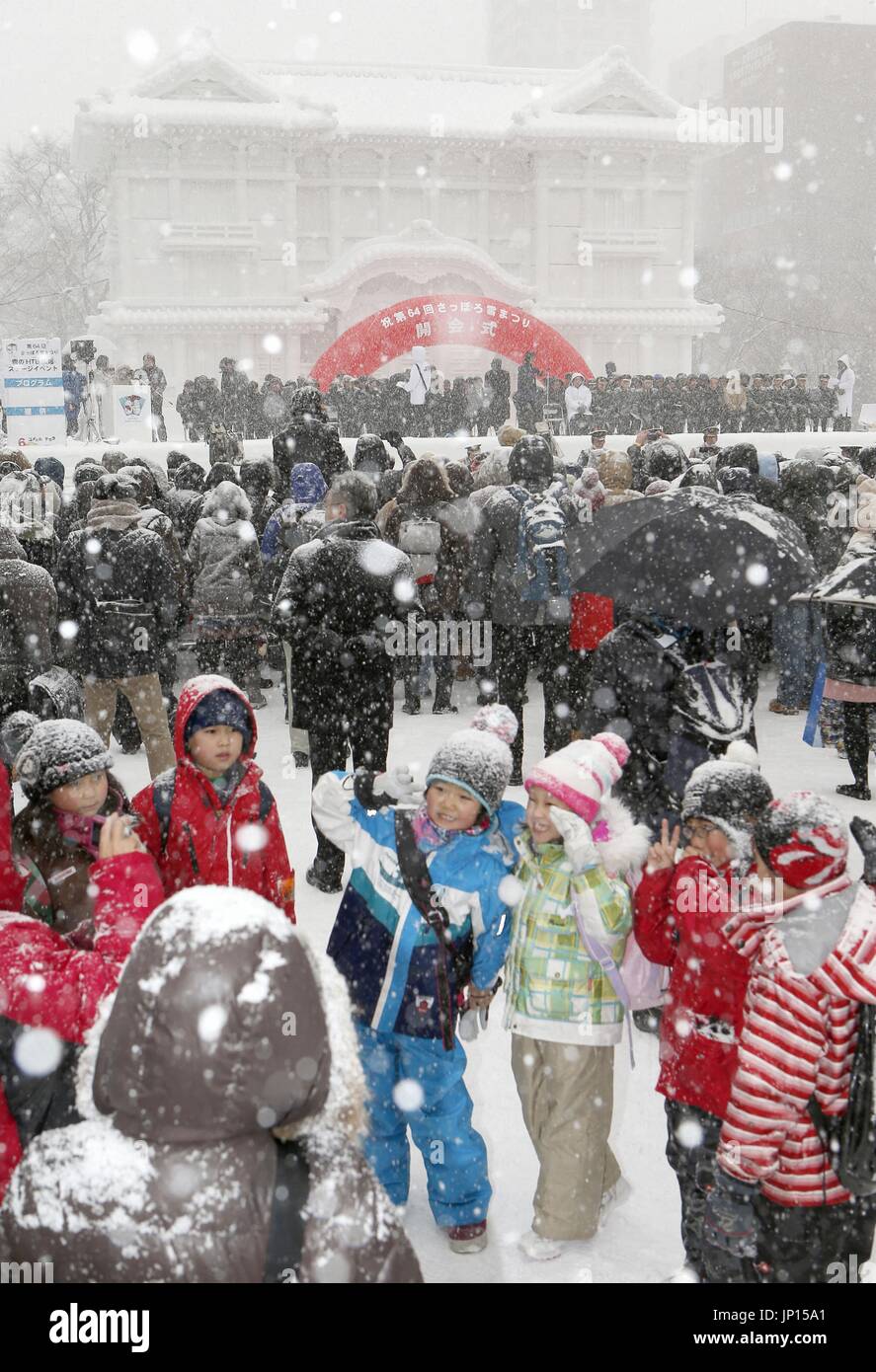 SAPPORO, Japan - People visit the Sapporo Snow Festival at Odori Park ...