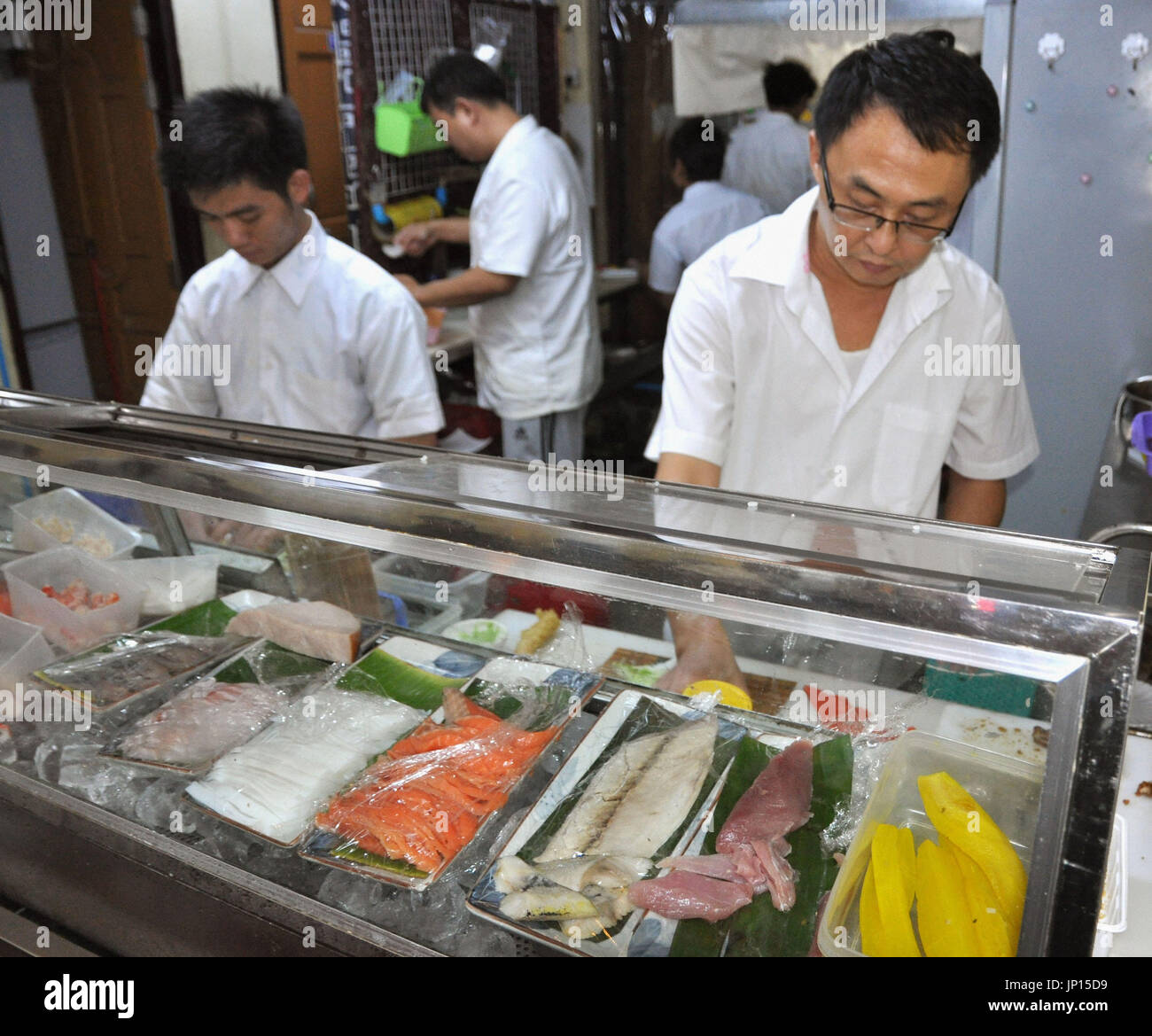 YANGON, Myanmar - Photo shows a sushi restaurant in Yangon, Myanmar, in ...