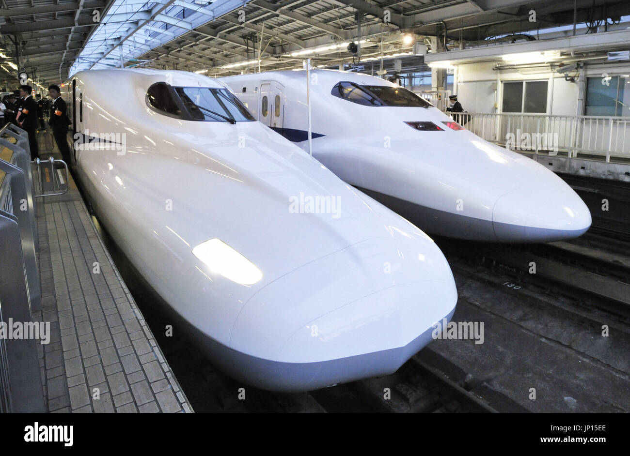 OSAKA, Japan - Photo shows the N700A (L), a new model of bullet train ...