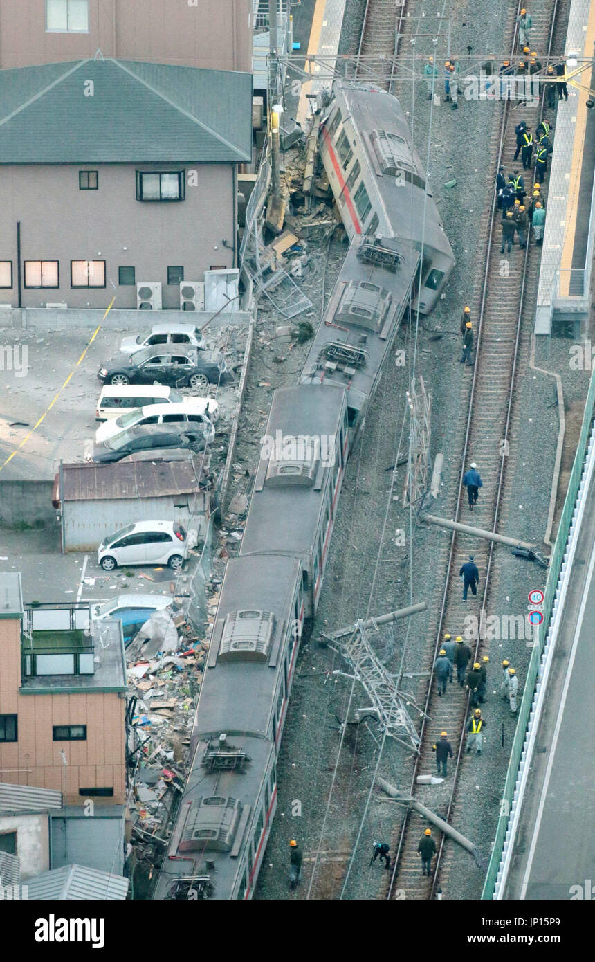 TAKASAGO, Japan - Photo taken from a Kyodo News helicopter shows a ...