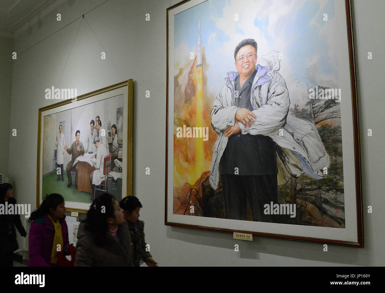 PYONGYANG, North Korea - An exhibit of paintings depicting North Korea ...