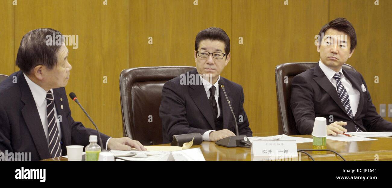 OSAKA, Japan - (From R) Osaka Mayor Toru Hashimoto, Osaka Gov. Ichiro ...