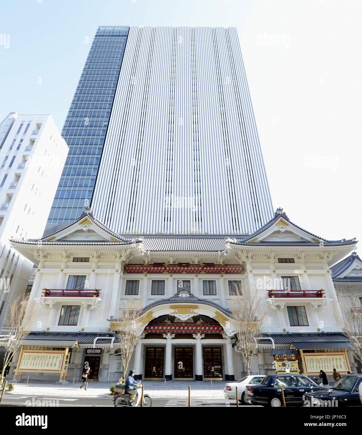 TOKYO, Japan - The rebuilt Kabuki-za theater stands completed in Tokyo ...