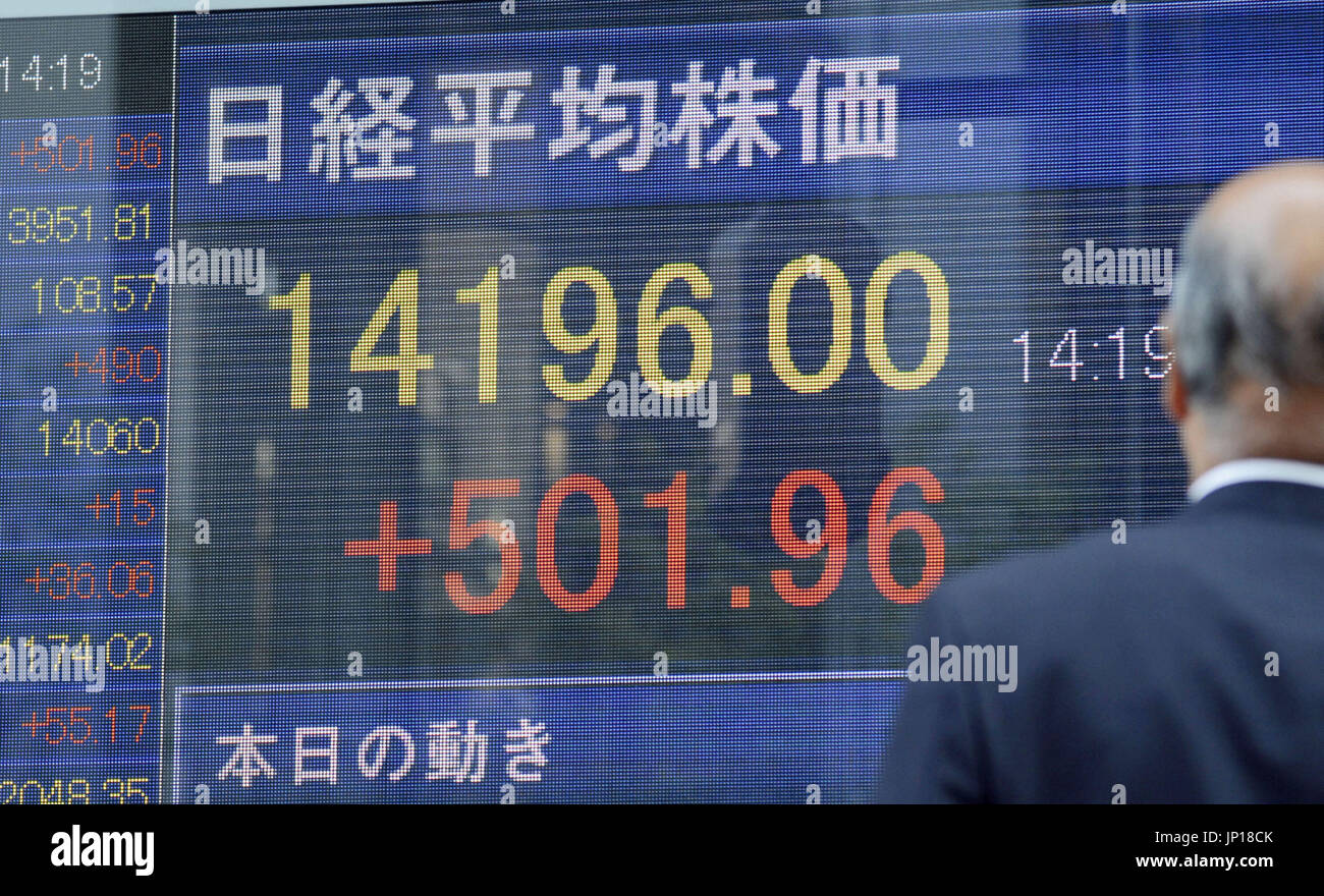 TOKYO, Japan - An electronic signboard in central Tokyo's Yaesu ...