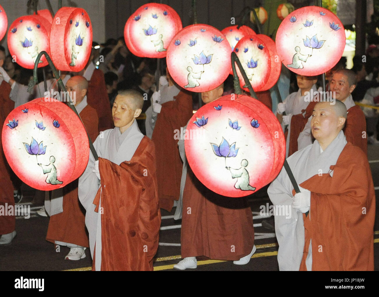 SEOUL, South Korea - Buddhist monks parade with lanterns in Seoul on ...
