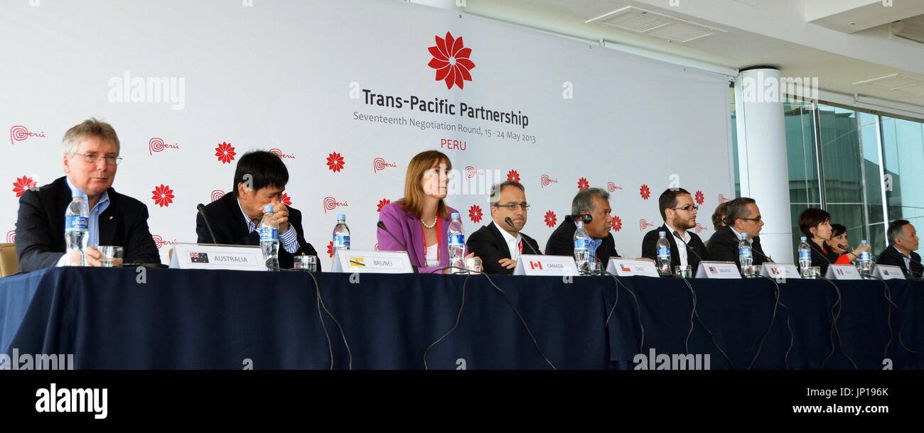 LIMA, Peru - Chief negotiators from countries involved in the Trans ...
