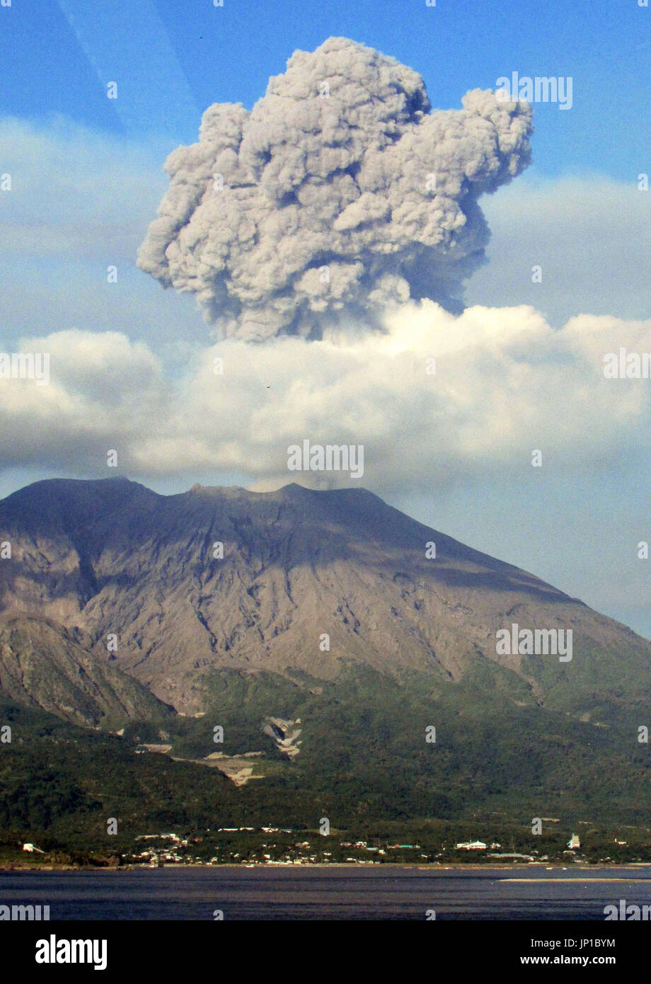 KAGOSHIMA, Japan - Mt. Sakurajima, an active volcano in Kagoshima ...