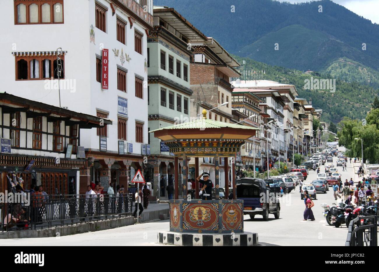 THIMPHU, Bhutan - Photo shows a main street in Thimphu, the capital of ...