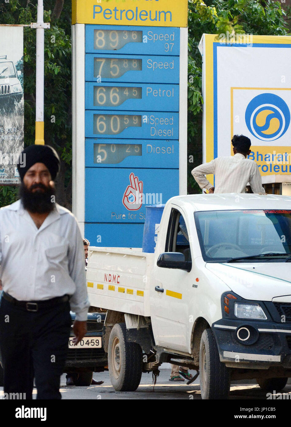 NEW DELHI, India - Photo shows the price of diesel topping 50 rupees ...