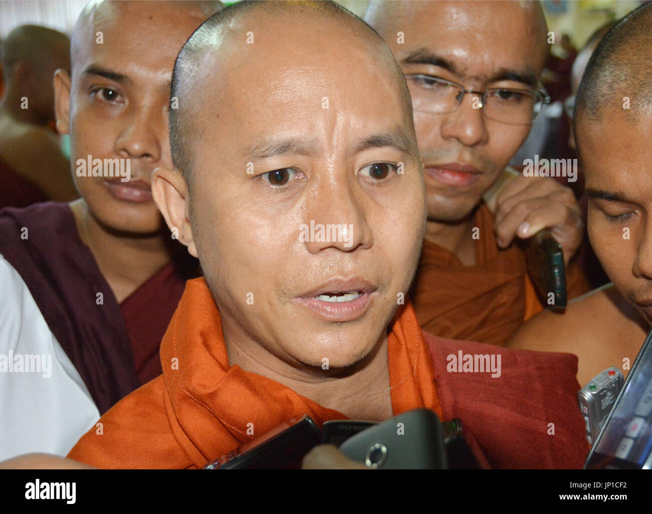 YANGON, Myanmar - Myanmar Buddhist monk Wirathu answers reporters ...