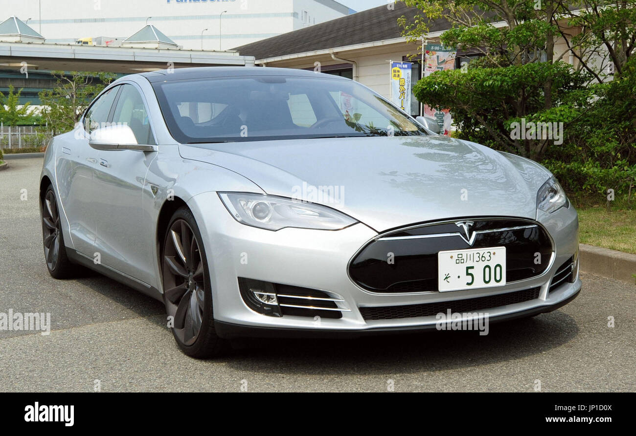 AMAGASAKI, Japan - Photo shows the Model S, an electric vehicle of ...