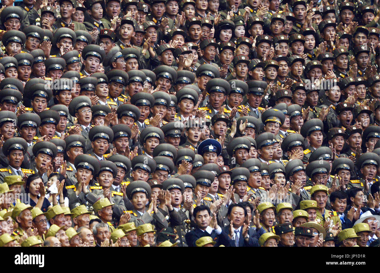PYONGYANG, North Korea - North Korean military officers and soldiers ...