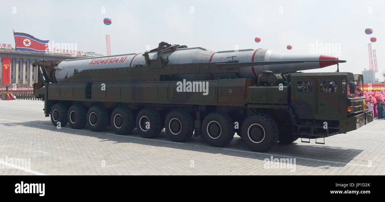 PYONGYANG, North Korea - Photo shows a KN08 ballistic missile in a ...