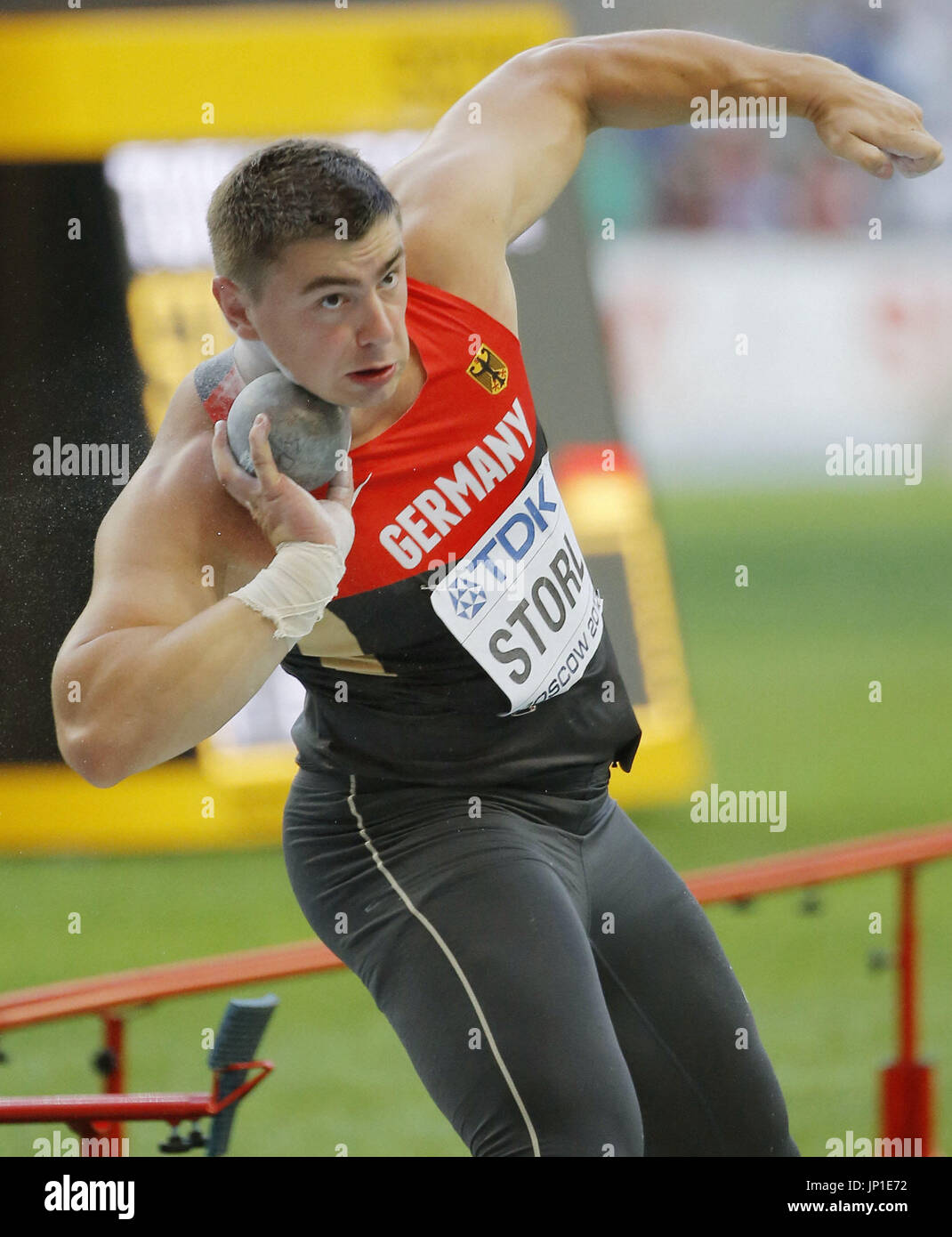 MOSCOW, Russia - David Storl of Germany wins the men's shot put with a ...