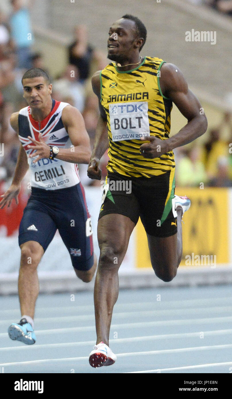 MOSCOW, Russia - Jamaican sprinter Usain Bolt wins the men's 200 meters ...