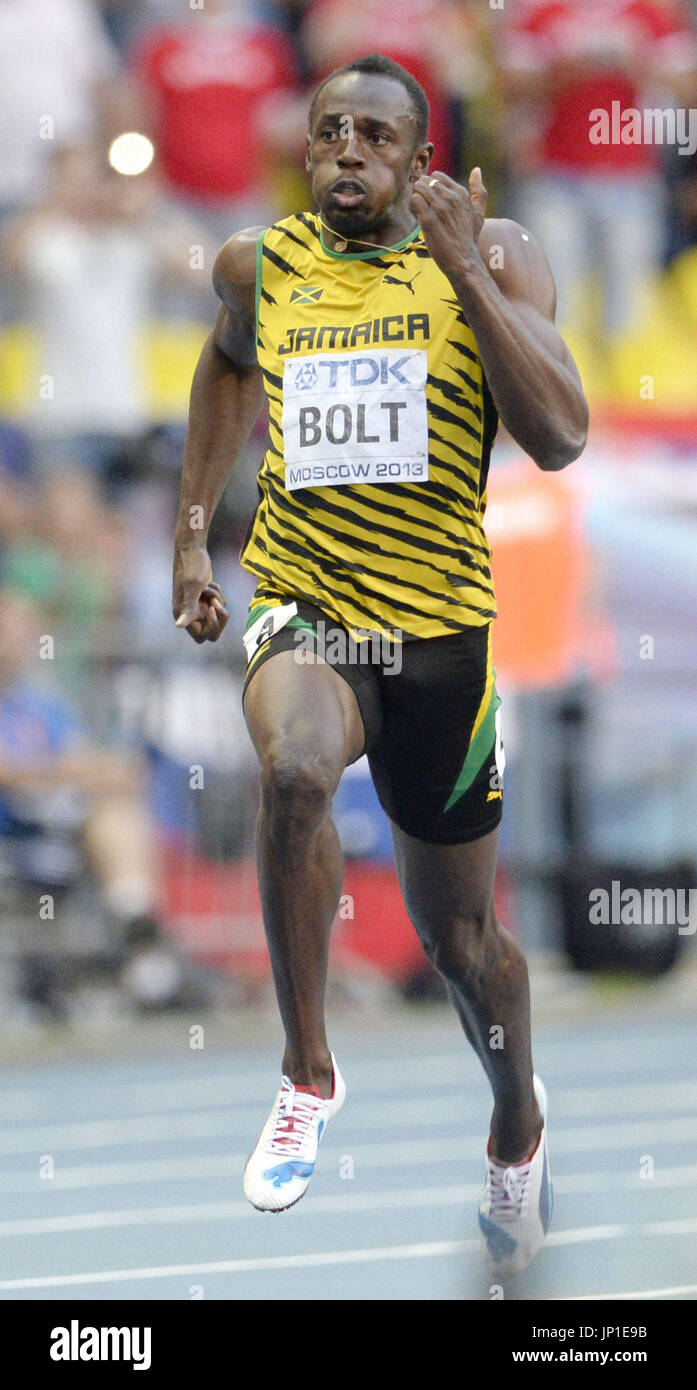 MOSCOW, Russia - Jamaican sprinter Usain Bolt competes in the men's 200 ...